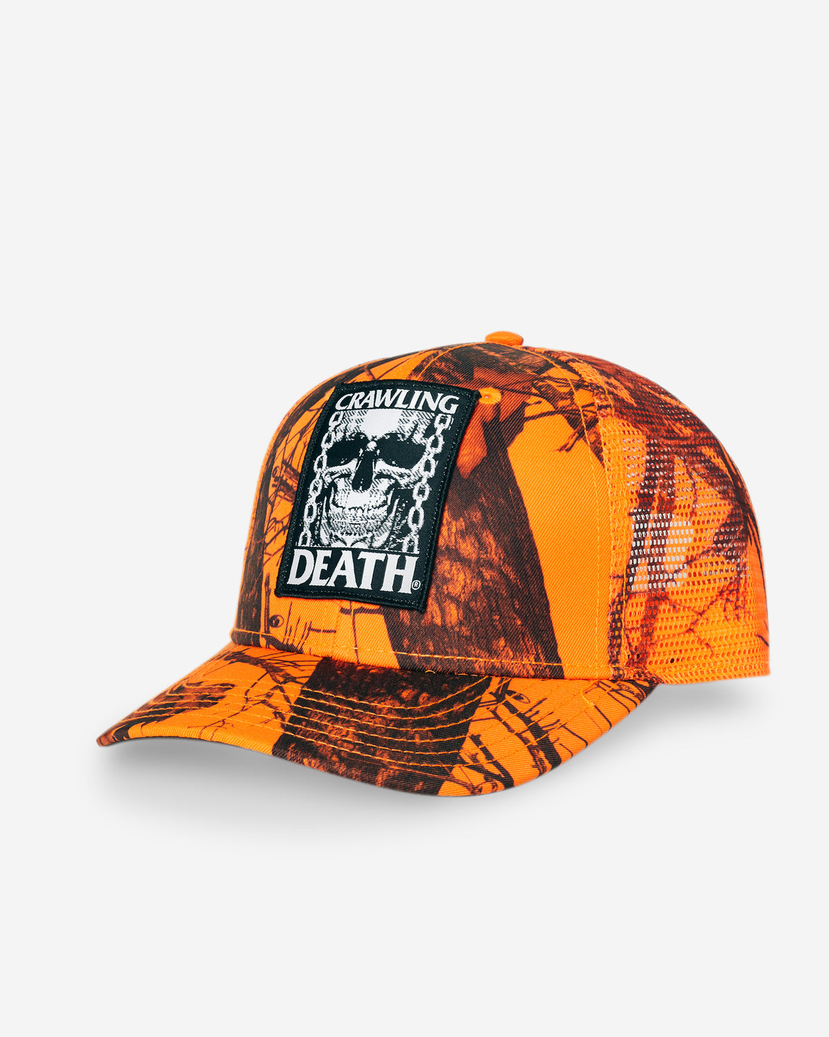 TV Skull Mesh Hat | Orange | Crawling Death